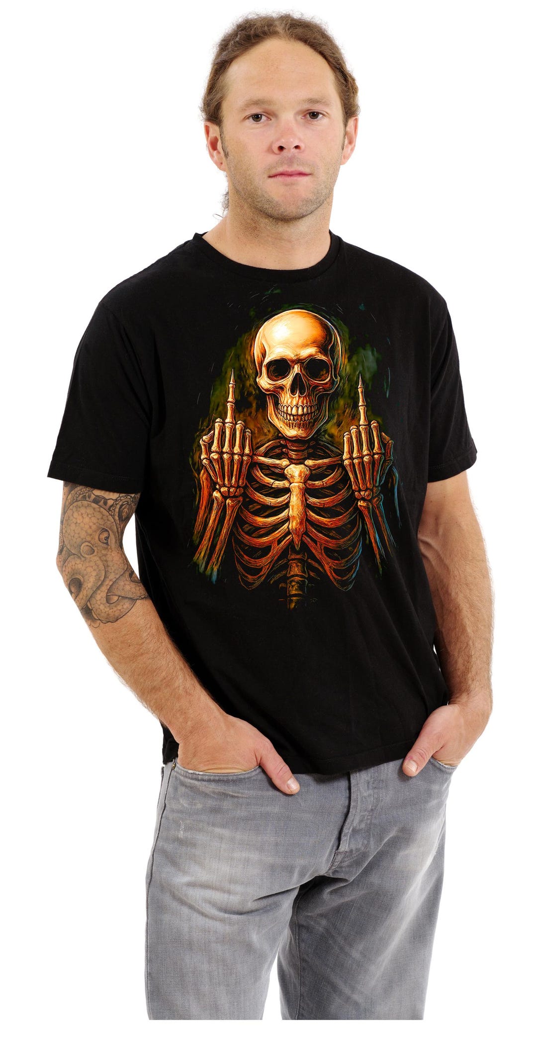 Skeleton Middle Finger Graphic Tee, Offensive T-shirt - Etsy