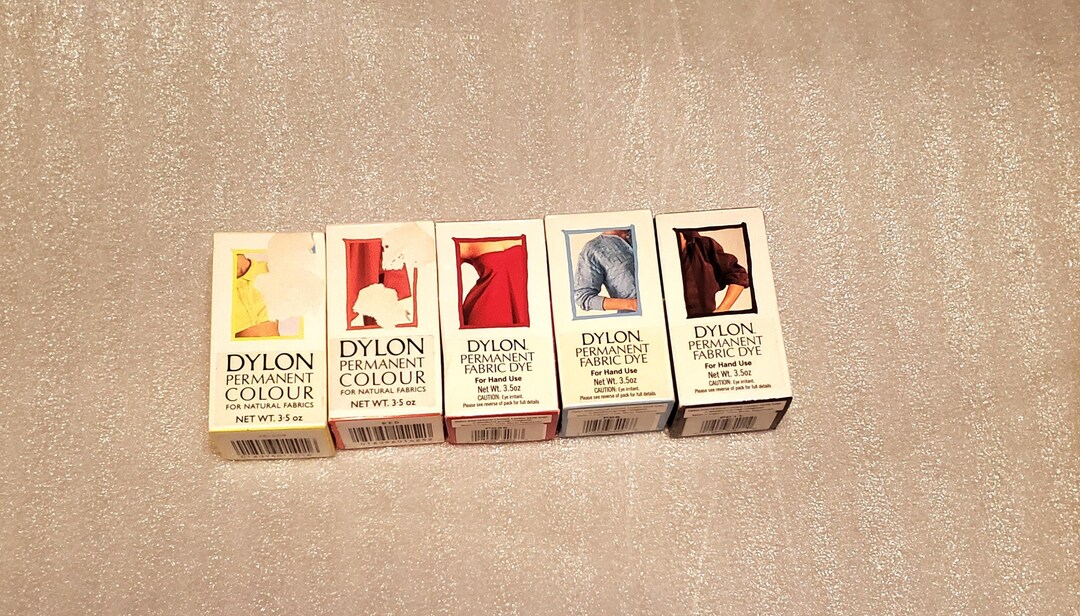 5 DYLON FABRIC DYE Permanent Fabric Dye 3.5 Oz Boxes for Hand Use, Cherry Red, Light Blue, Dark ...
