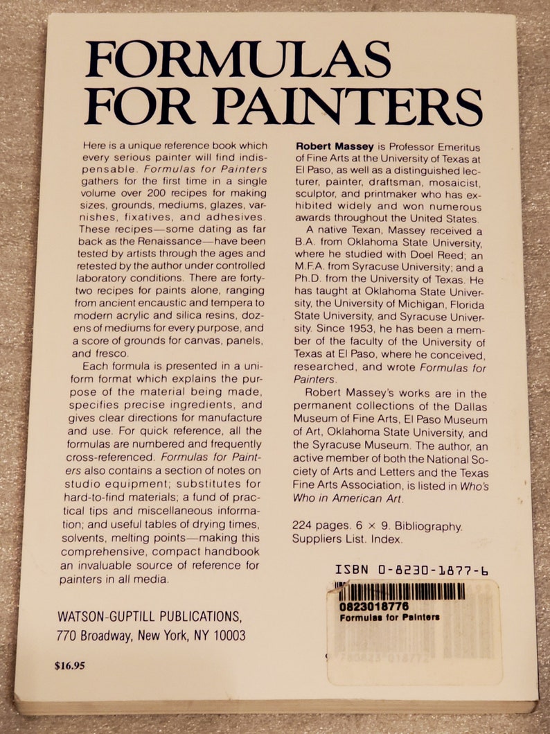 FORMULAS FOR PAINTERS 200 Formulas to Make Paints, Mediums, Grounds ...