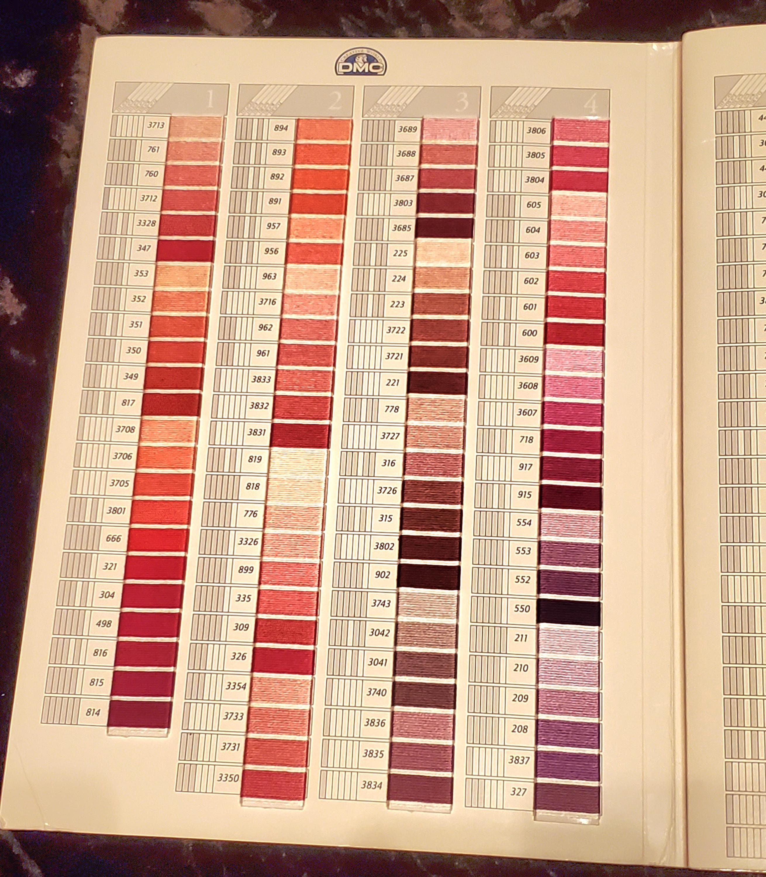 DMC Creative World COLOR CHART, Real Thread Samples Number, Mouline ...