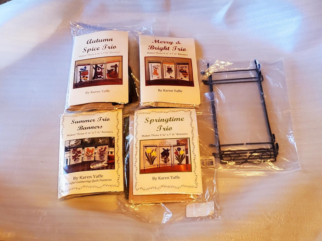 KAREN YAFFE, 4 Season Applique Trio Banners Kit With Tabletop Stand ...