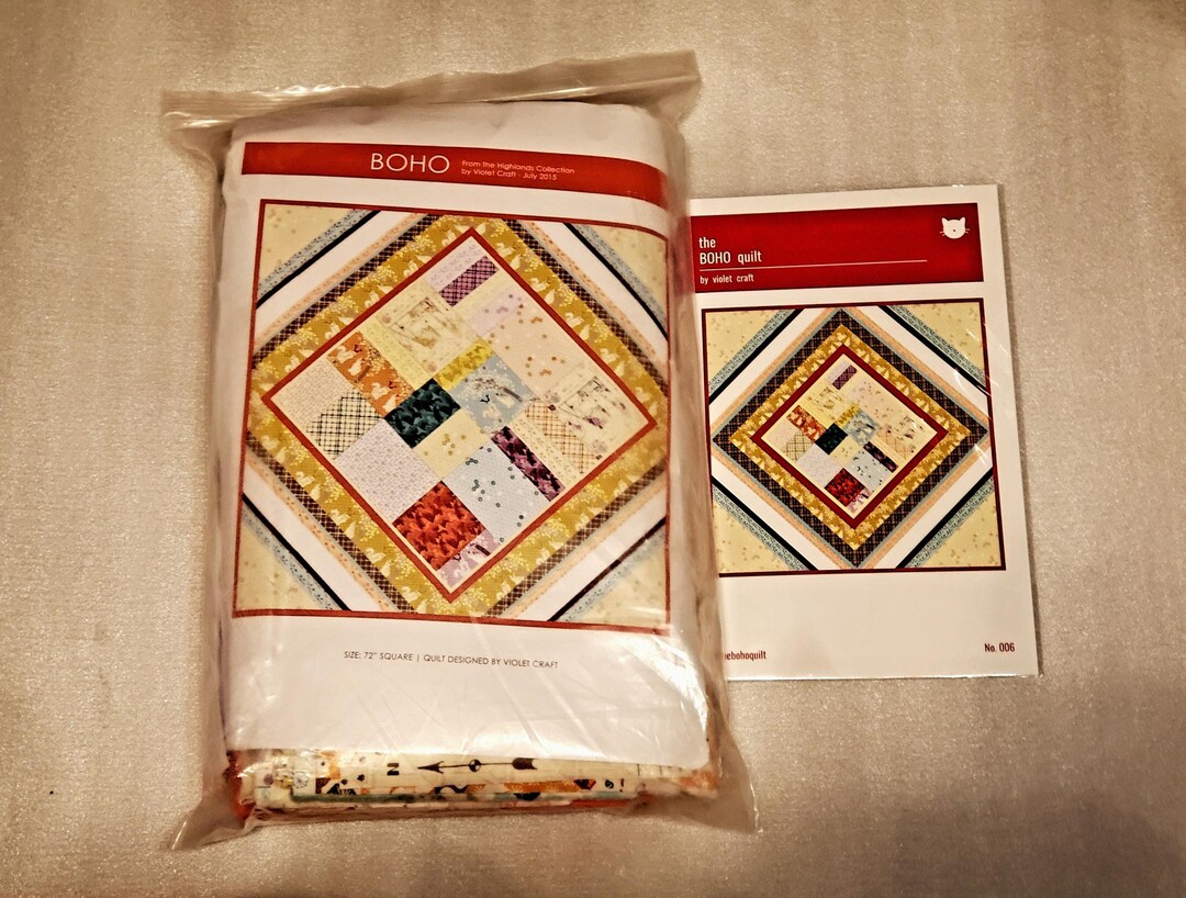 VIOLET CRAFT the BOHO Quilt Pattern #006 and Michael Miller Boho Fabric Set, 72" Square Quilt ...