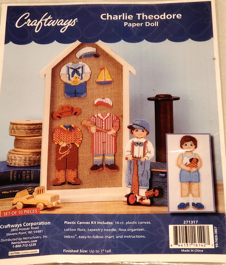 Herrschners Craftways CHARLIE THEODORE Paper Doll PLASTIC Canvas Kit ...