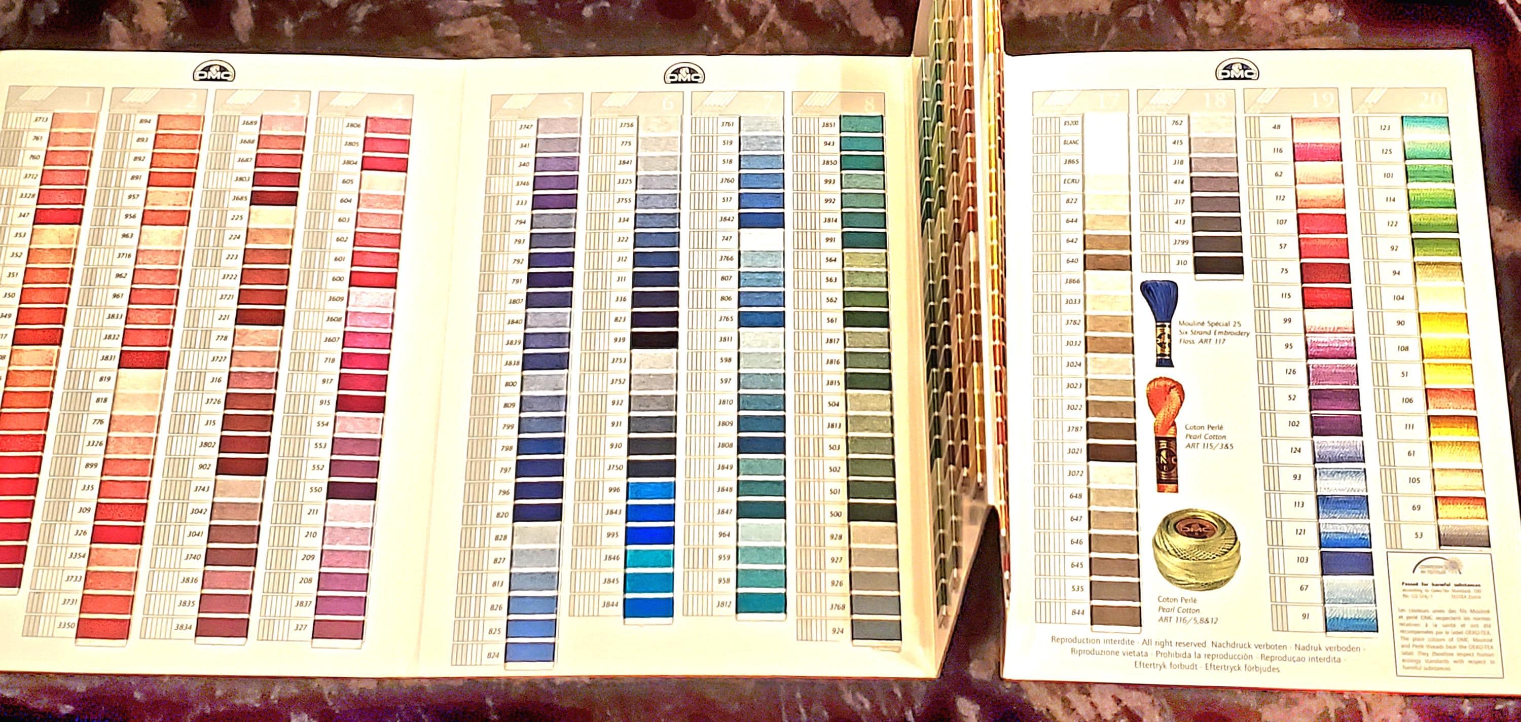 DMC Creative World COLOR CHART, Real Thread Samples Number, Mouline ...