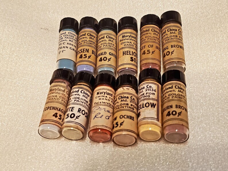 12 MARYLAND CHINA Co. Vials of China Colors for Painting, China Dolls ...