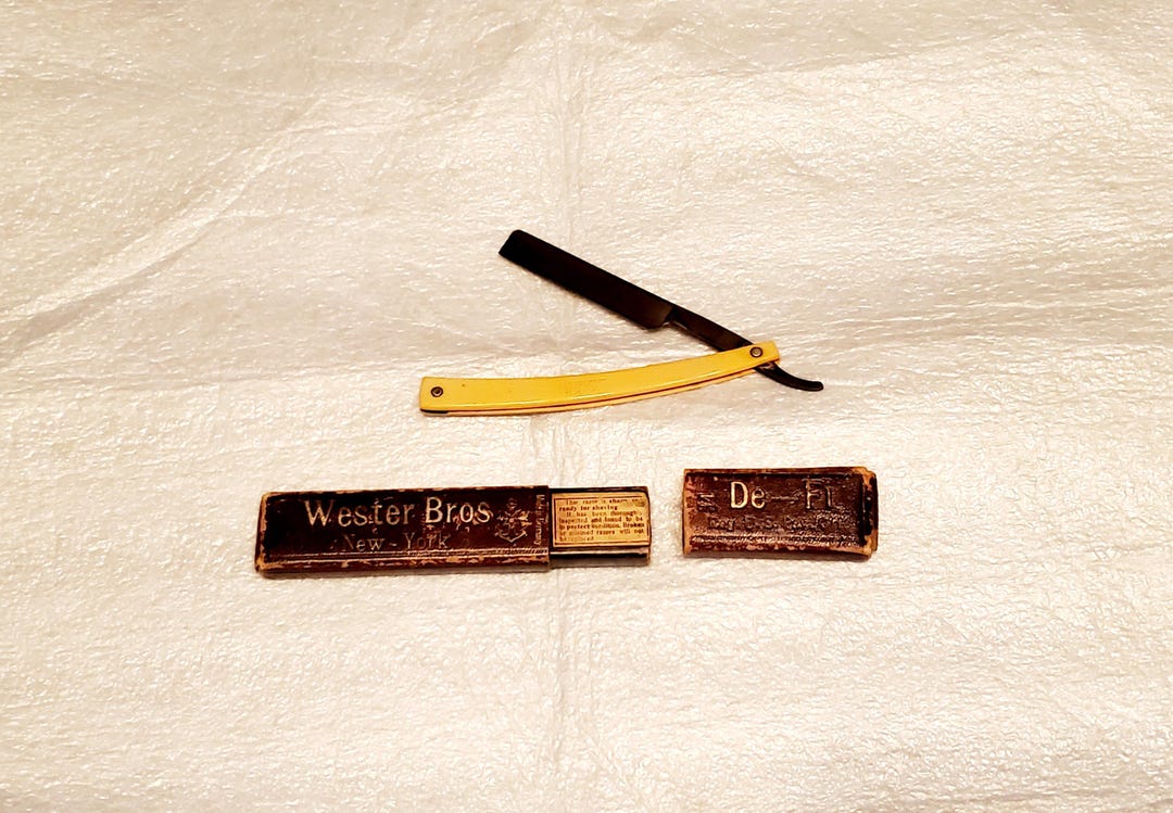 WESTER Bros New York WEDGE RAZOR in Leather Case, Made in Germany, Case ...