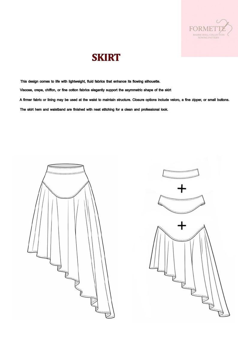 Barbie Doll Outfit Sewing Pattern–miniature Fashion Pdf–printable Doll ...