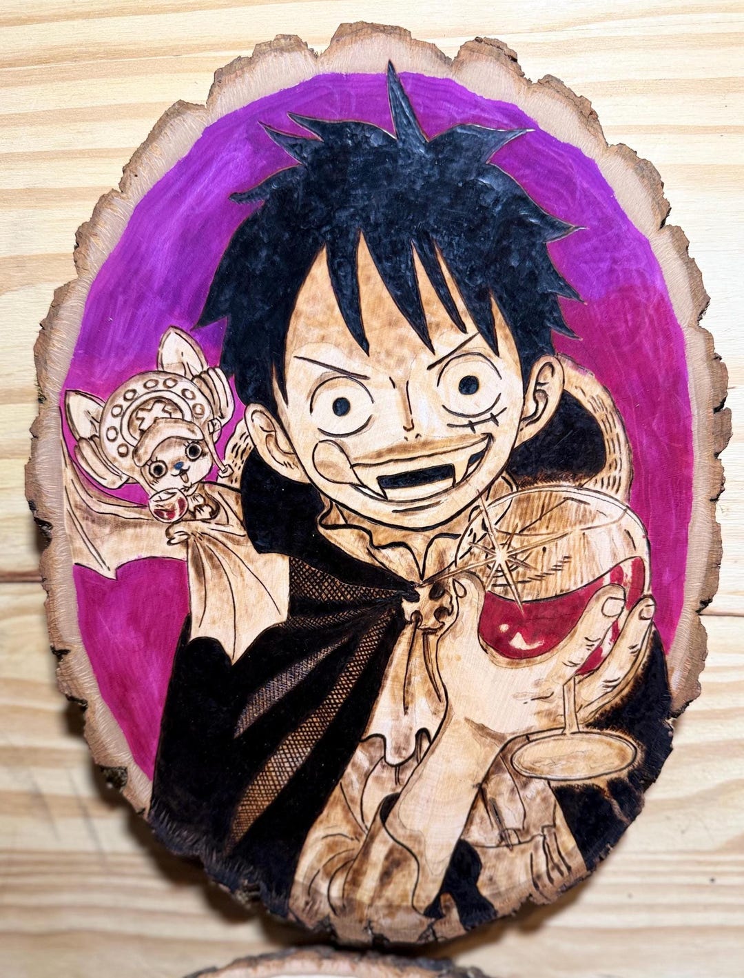 One Piece Vampire Luffy Wood Art | Hand-burned Anime Halloween Decor - Etsy