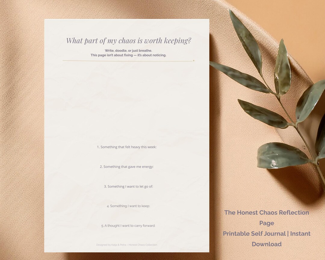 The Honest Chaos Reflection Page | Printable Self Journal | Minimalist ...