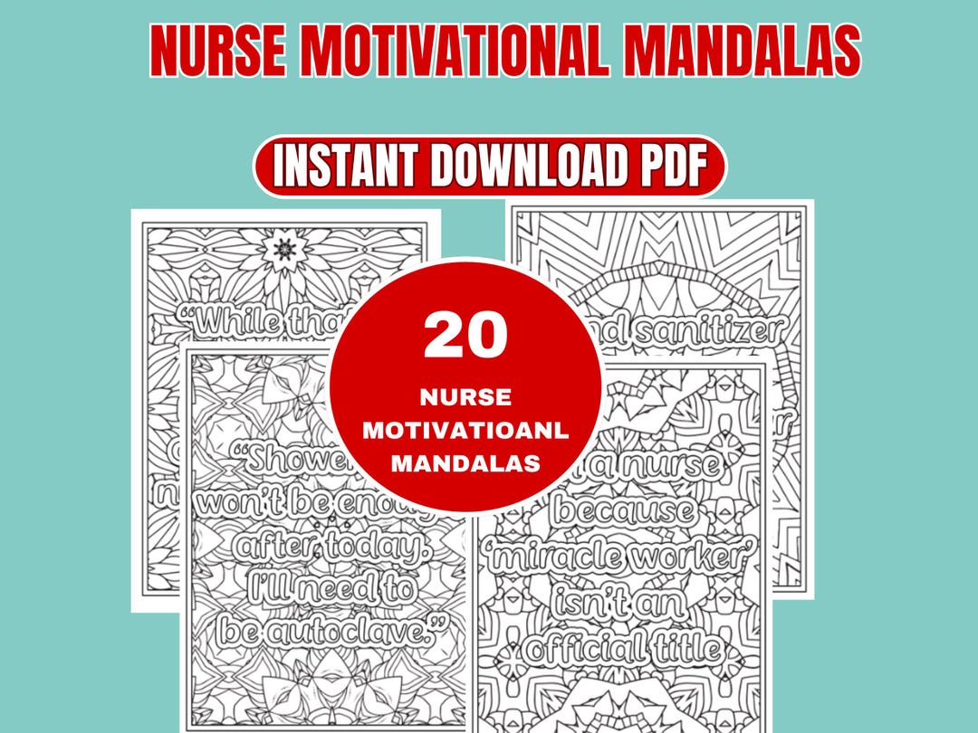 Nurse Motivational Mandala Coloring Pages: 20 Designs (digital Download ...