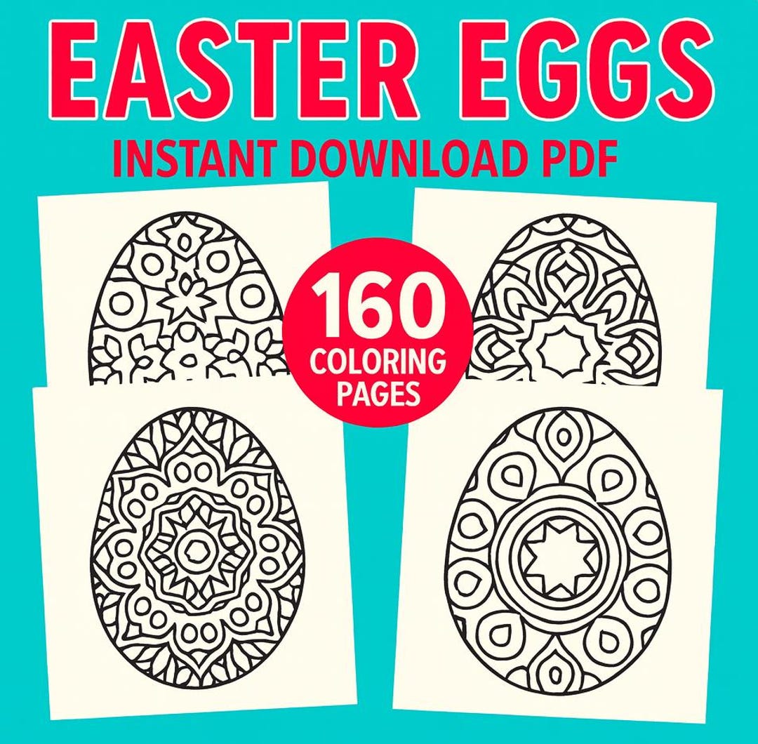 Easter Eggs Mandalas Coloring Pages: 160 Festive Designs (digital ...