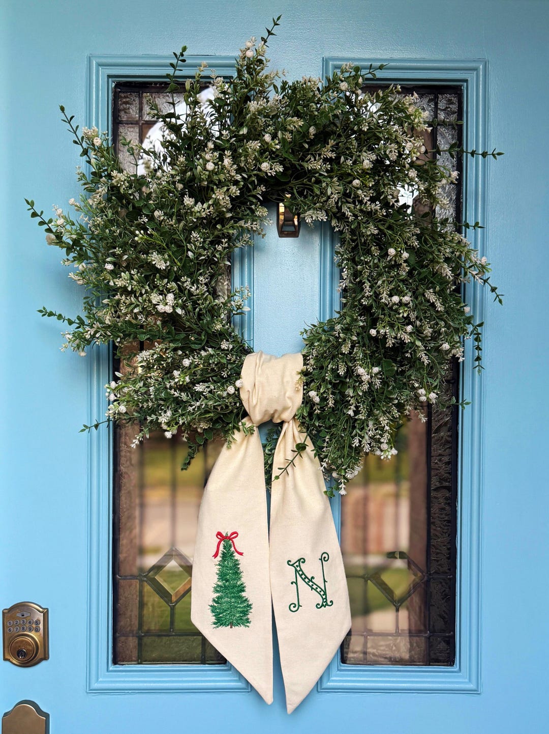 Christmas Wreath Sash - Handmade Personalized Sash - Custom Holiday ...