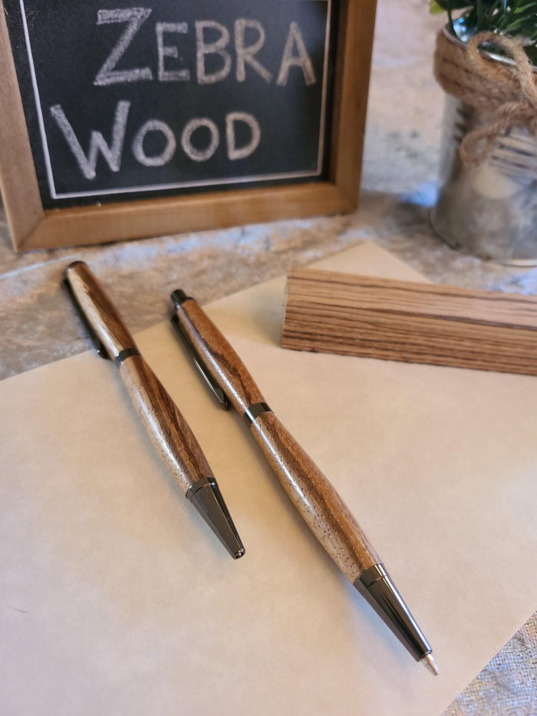 Hand Crafted Zebrawood Pen & Pencil Set - Etsy