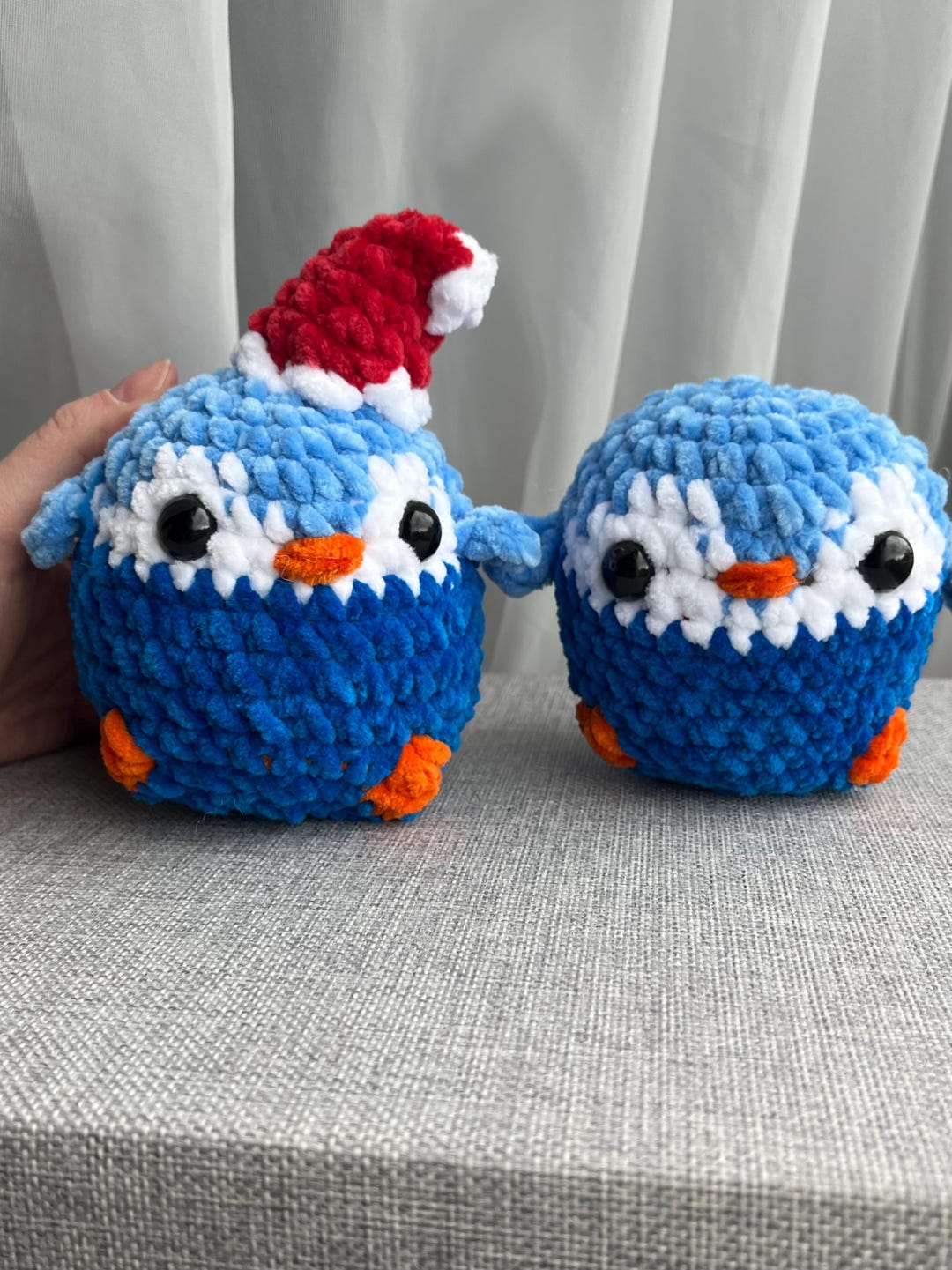 Crochet Penguin Plushie | Chenille Stuffed Animal, Christmas Decor - Etsy