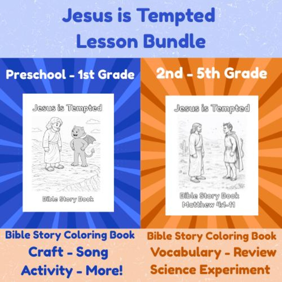 Jesus Tempted Lesson Bundle | Bible Coloring Book, Activities, Crafts ...