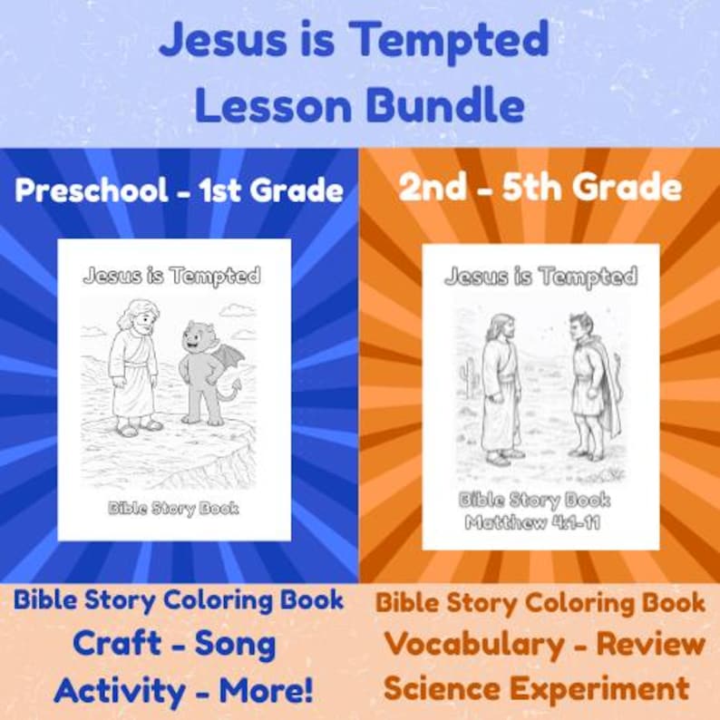 Jesus Tempted Lesson Bundle | Bible Coloring Book, Activities, Crafts ...