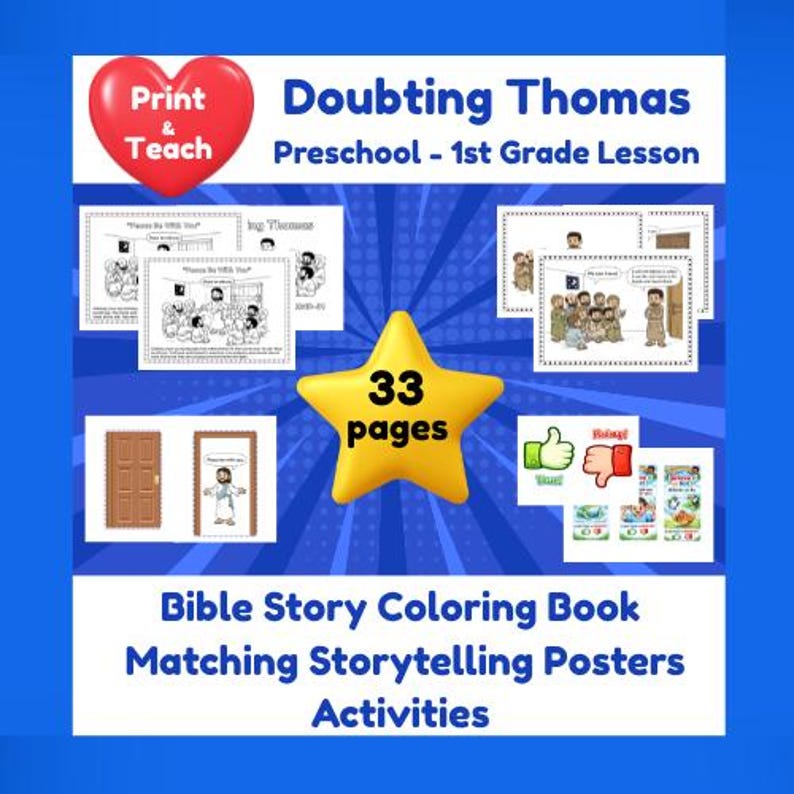 Doubting Thomas Bible Lesson Kids | Sunday School Activity | John 20 ...