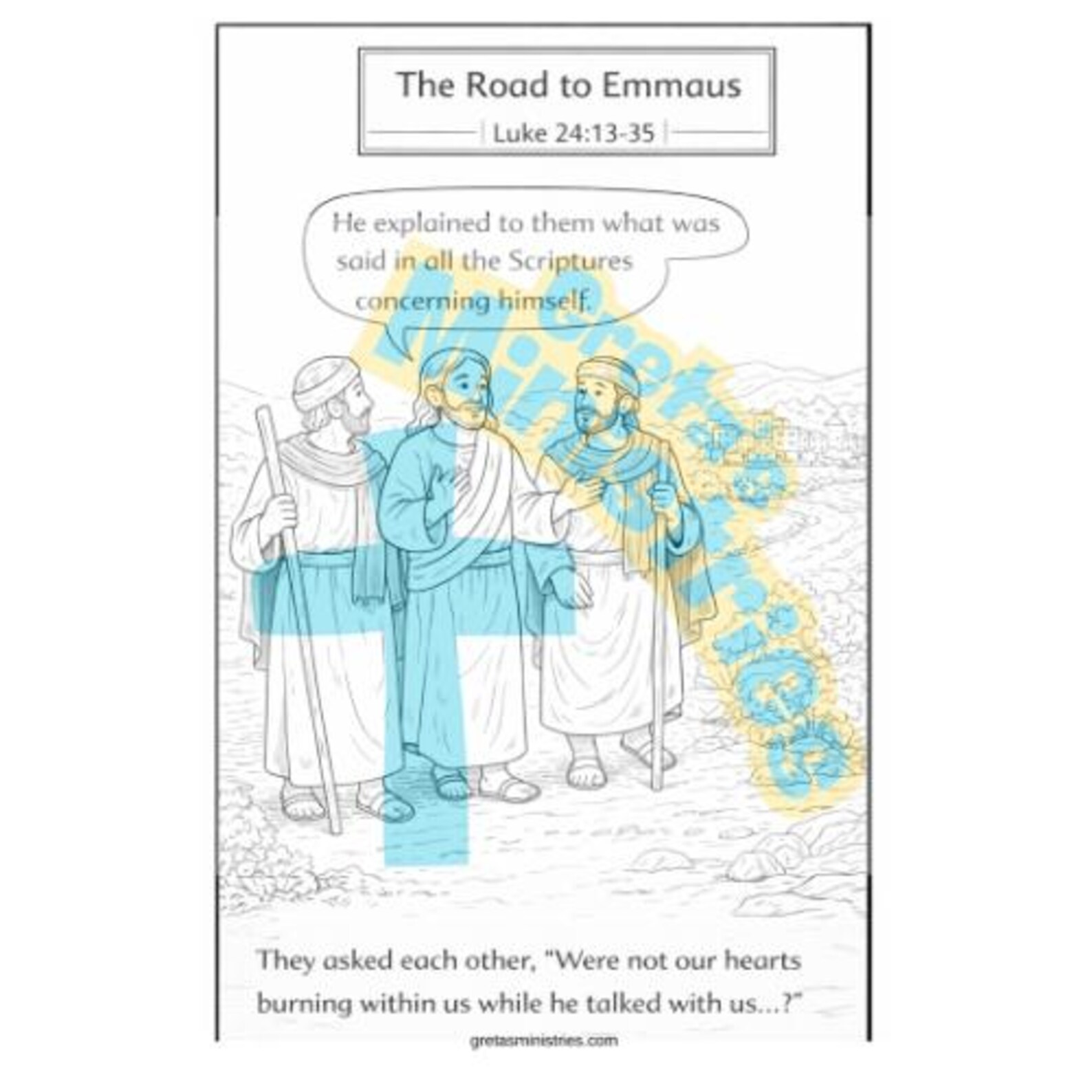 The Road to Emmaus Bible Coloring Page (luke 24:13-35) - Etsy
