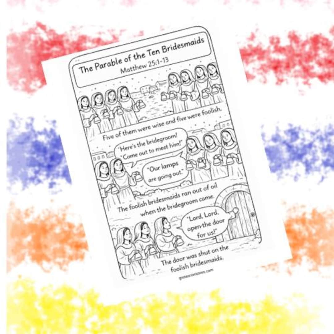 The Parable of the 10 Bridesmaids Bible Coloring Page (matthew 25: 1-13 ...