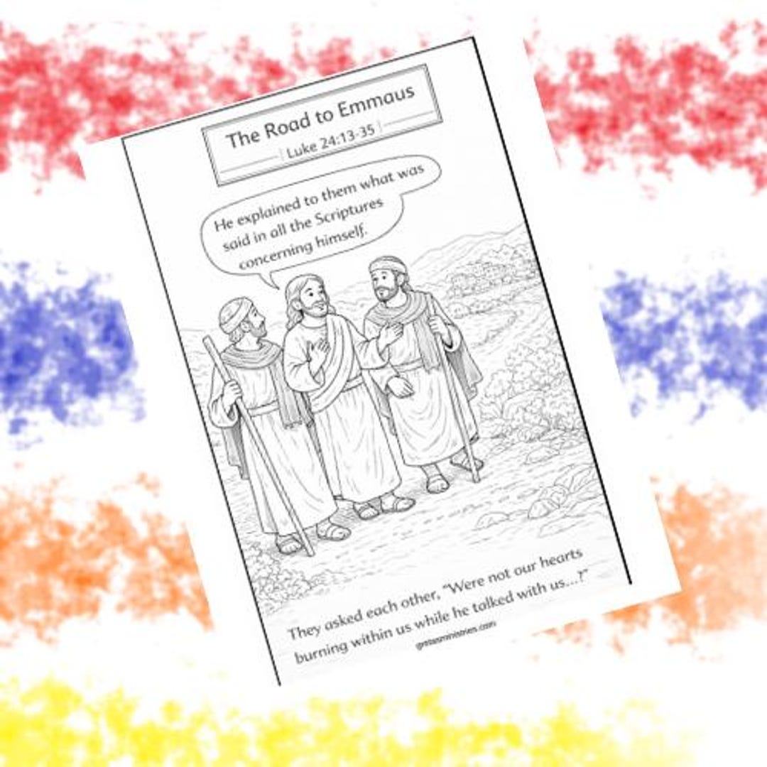 The Road to Emmaus Bible Coloring Page (luke 24:13-35) - Etsy