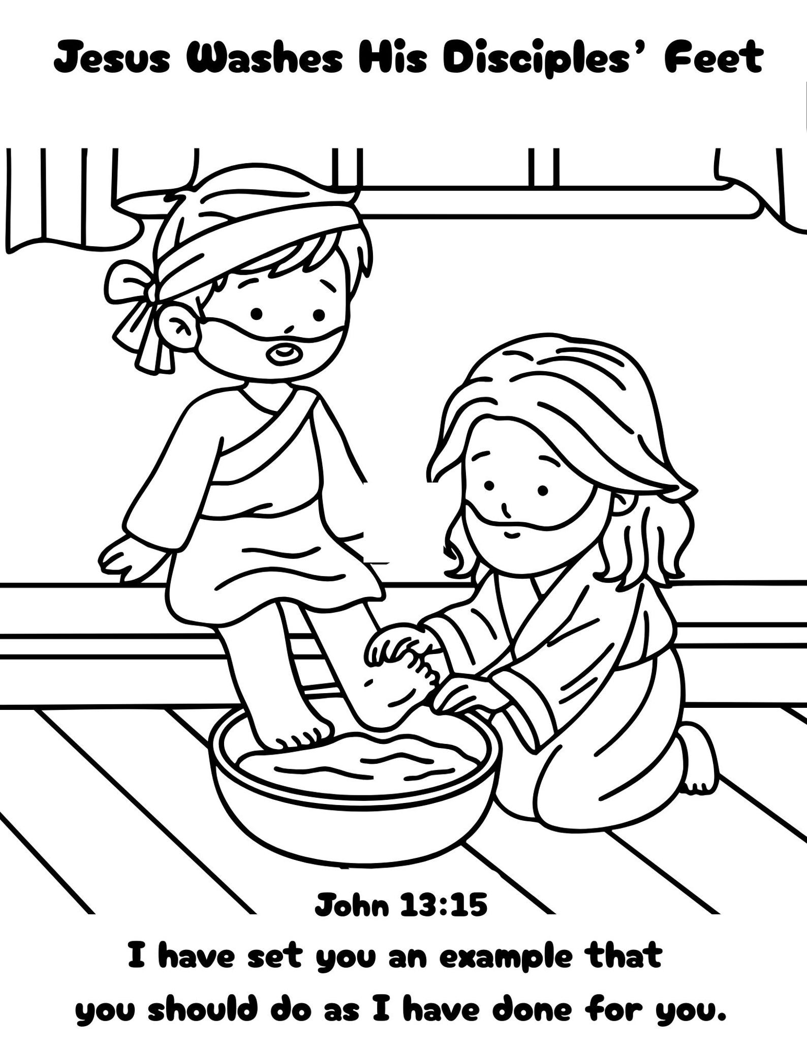 Jesus Washes the Disciples' Feet | Bible Coloring Page | Holy Week ...