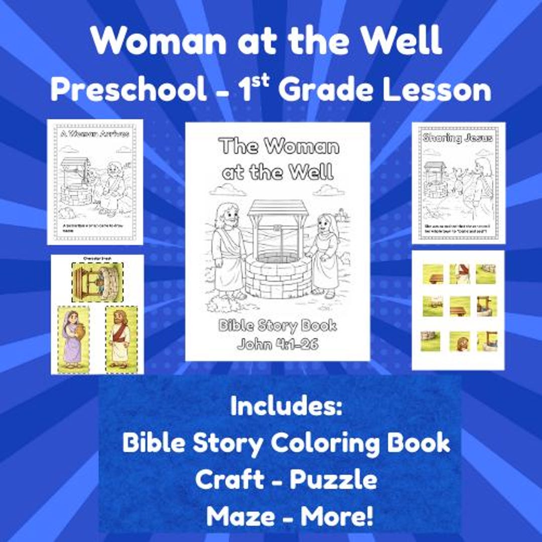 Woman at the Well Bible Lesson | Preschool Sunday School Coloring Book ...