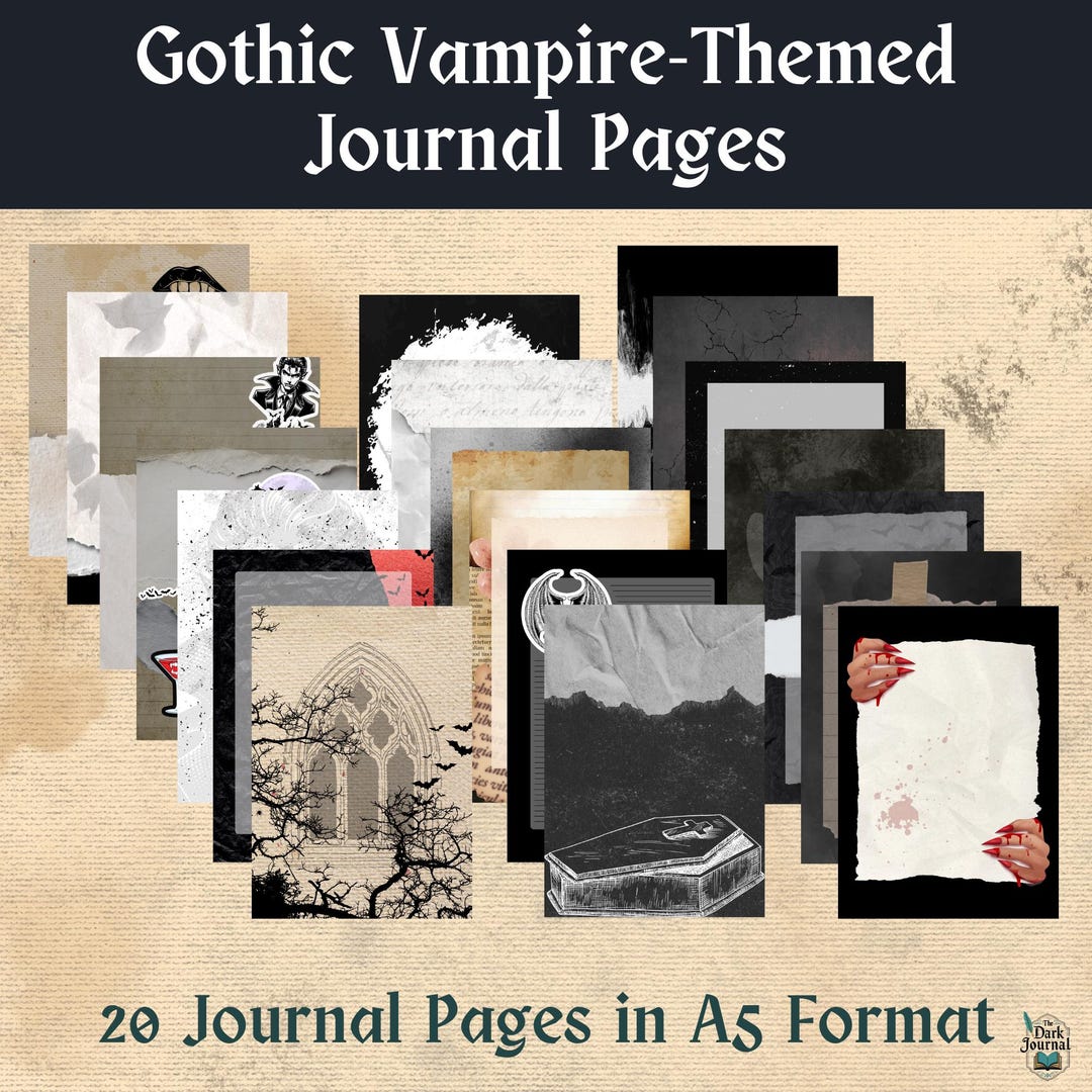 Gothic Vampire Journal Pages | Dark A5 Printable (digital Download - Etsy