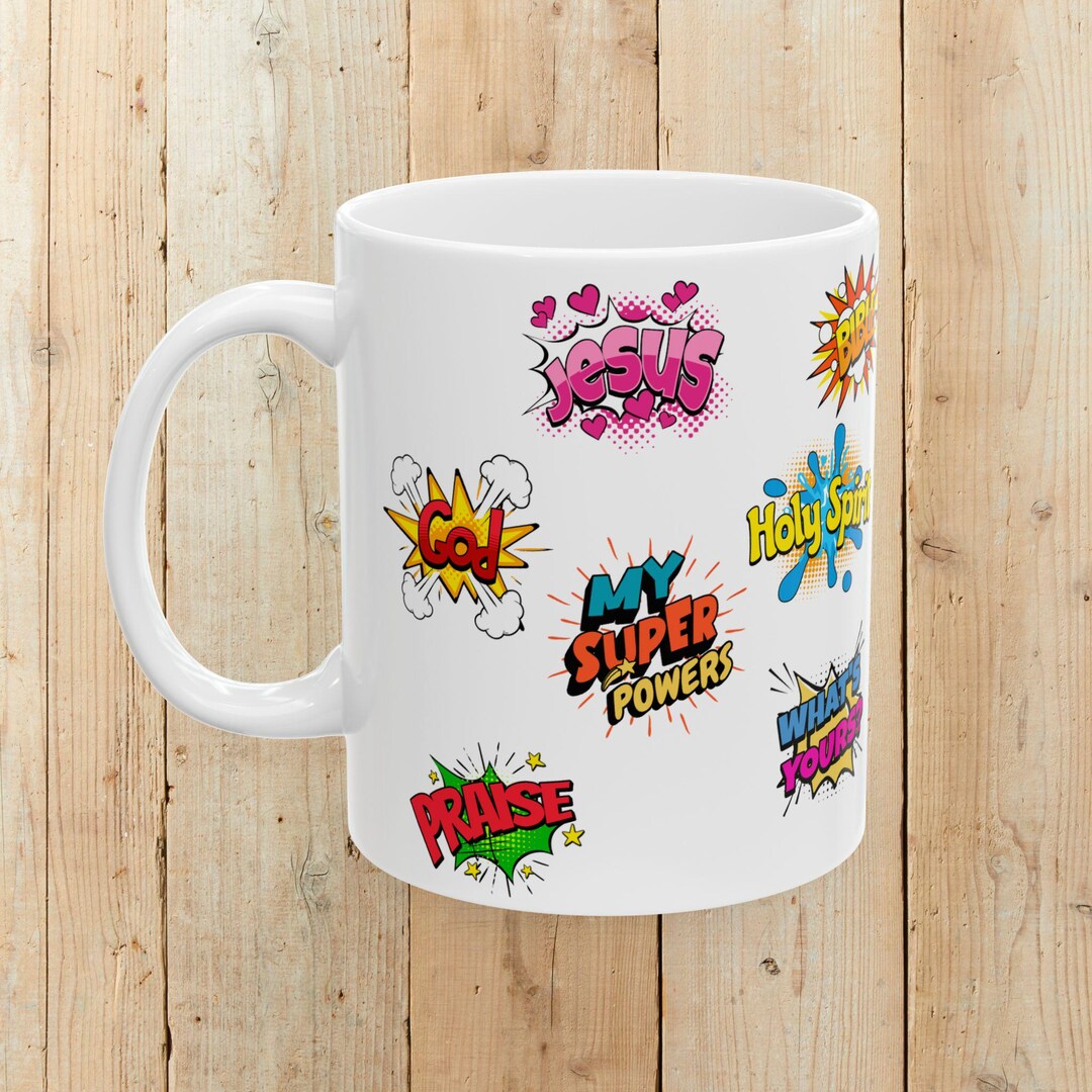 Christian Comic Words Mug | Bible, Holy Spirit, Praise, God Pop Art - Etsy