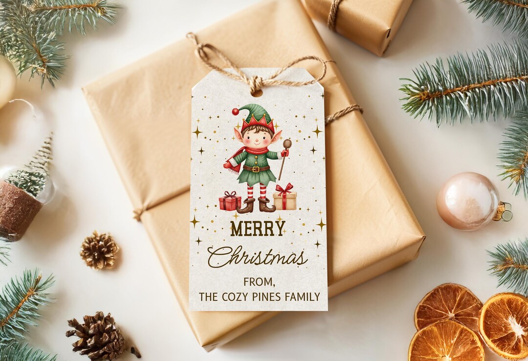 Elf Christmas Gift Tag Printable | Holiday Favor Label (digital ...