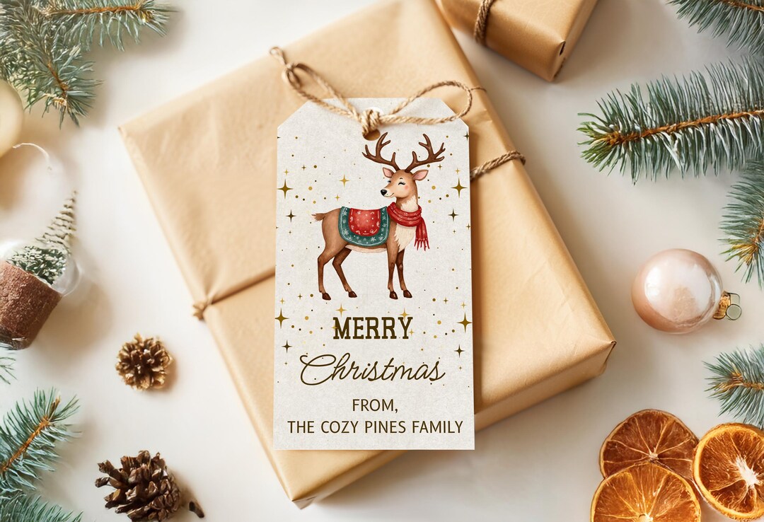 Reindeer Christmas Gift Tag Printable | Holiday Favor Tag | Cozy Deer ...