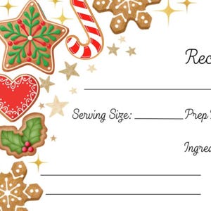 Christmas Cookie Recipe Card - Etsy