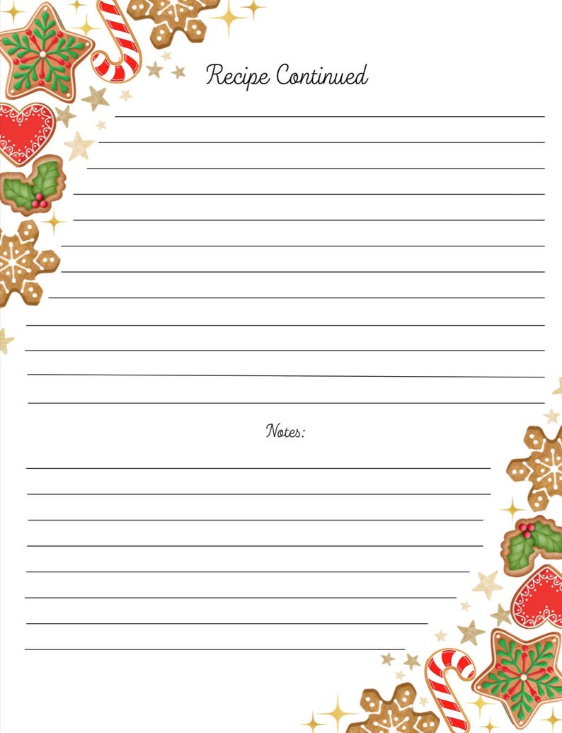 Christmas Cookie Recipe Card - Etsy