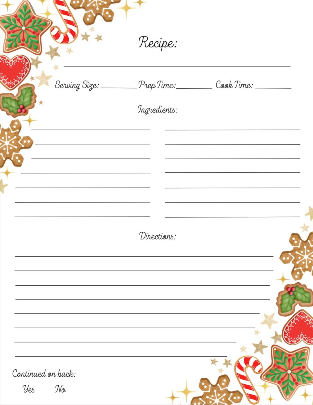 Christmas Cookie Recipe Card - Etsy