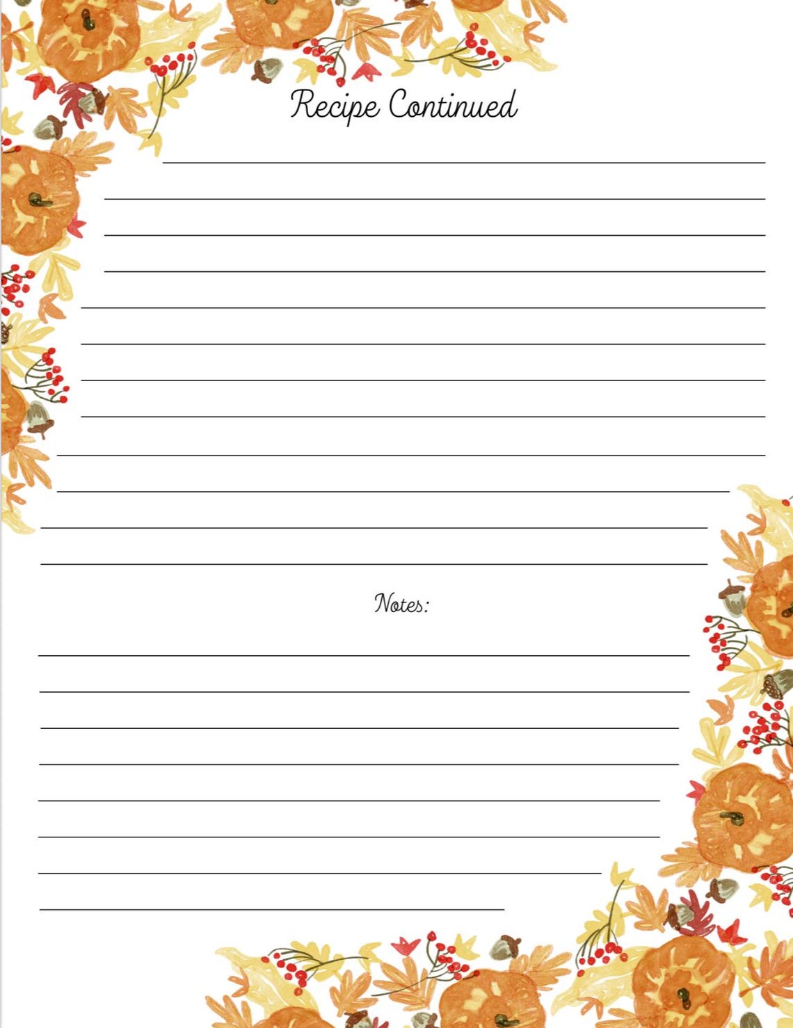Fall Recipe Card - PDF Download - Etsy
