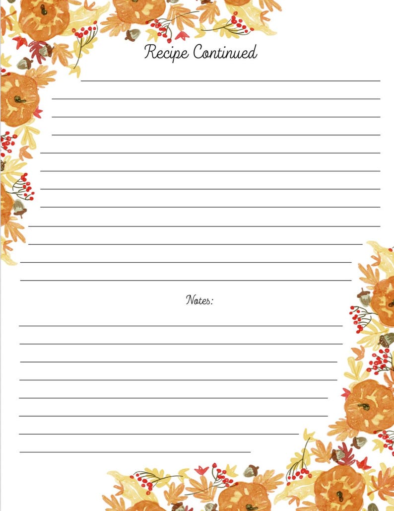 Fall Recipe Card - PDF Download - Etsy