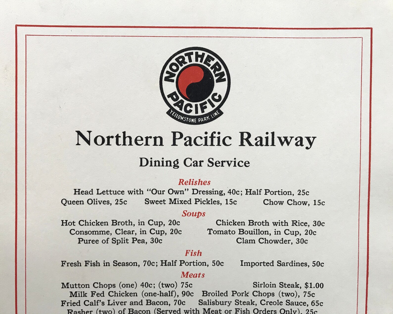 Northern Pacific Railway Train Dining Menus Set of 6 Scenic | Etsy