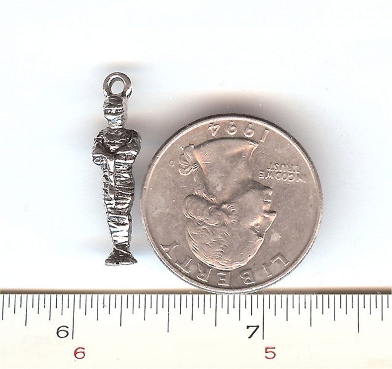 WRAPPED MUMMY Charm. Sterling Silver Plated Pewter. Small 3D. | Etsy