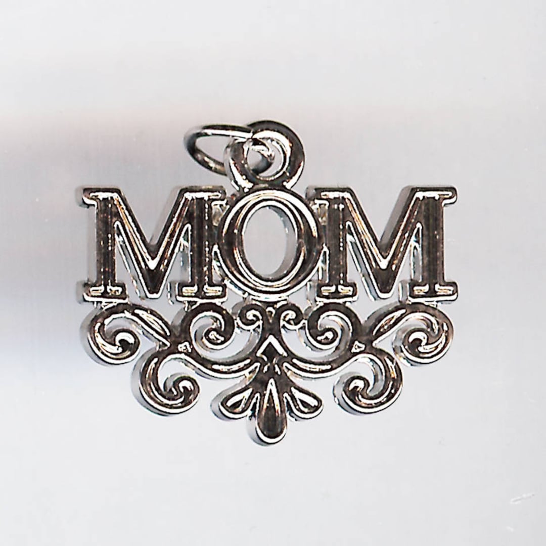 Fancy MOM Word Charm. Silver Plated Zinc Alloy. Small Two - Etsy UK