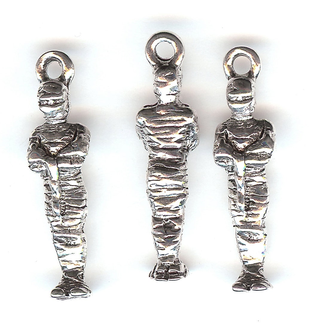 WRAPPED MUMMY Charm. Sterling Silver Plated Pewter. Small 3D. - Etsy
