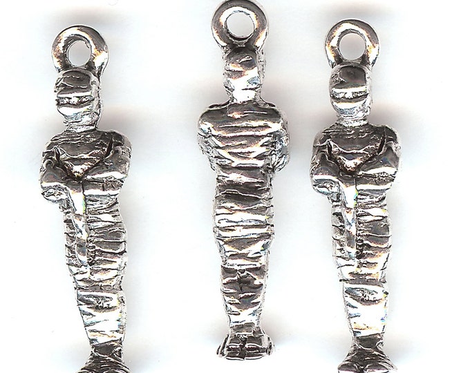WRAPPED MUMMY Charm. Sterling Silver Plated Pewter. Small 3D. - Etsy