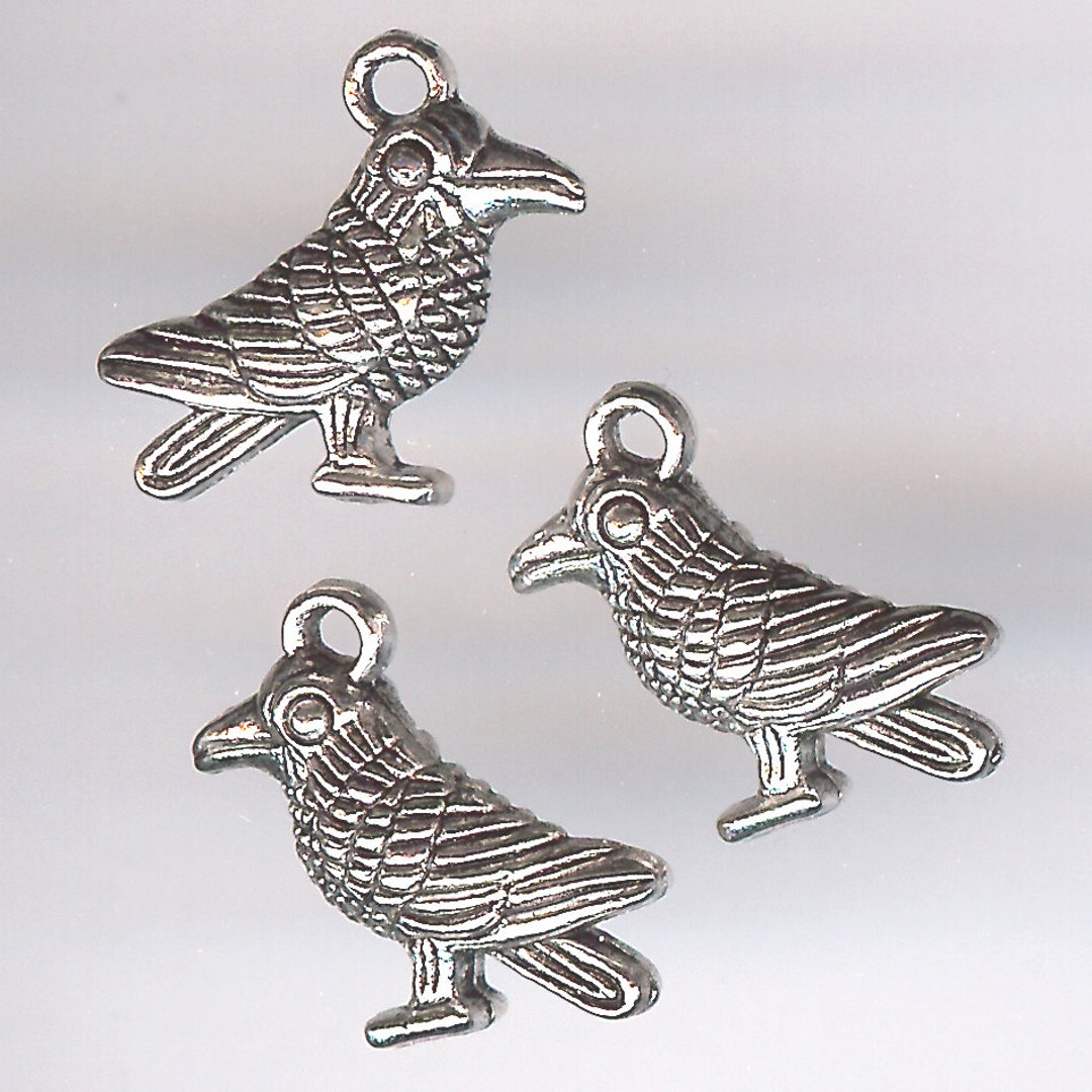 RAVEN Charm. Silver Plated Zinc Alloy. 3D Crow. Stylized. Sea - Etsy