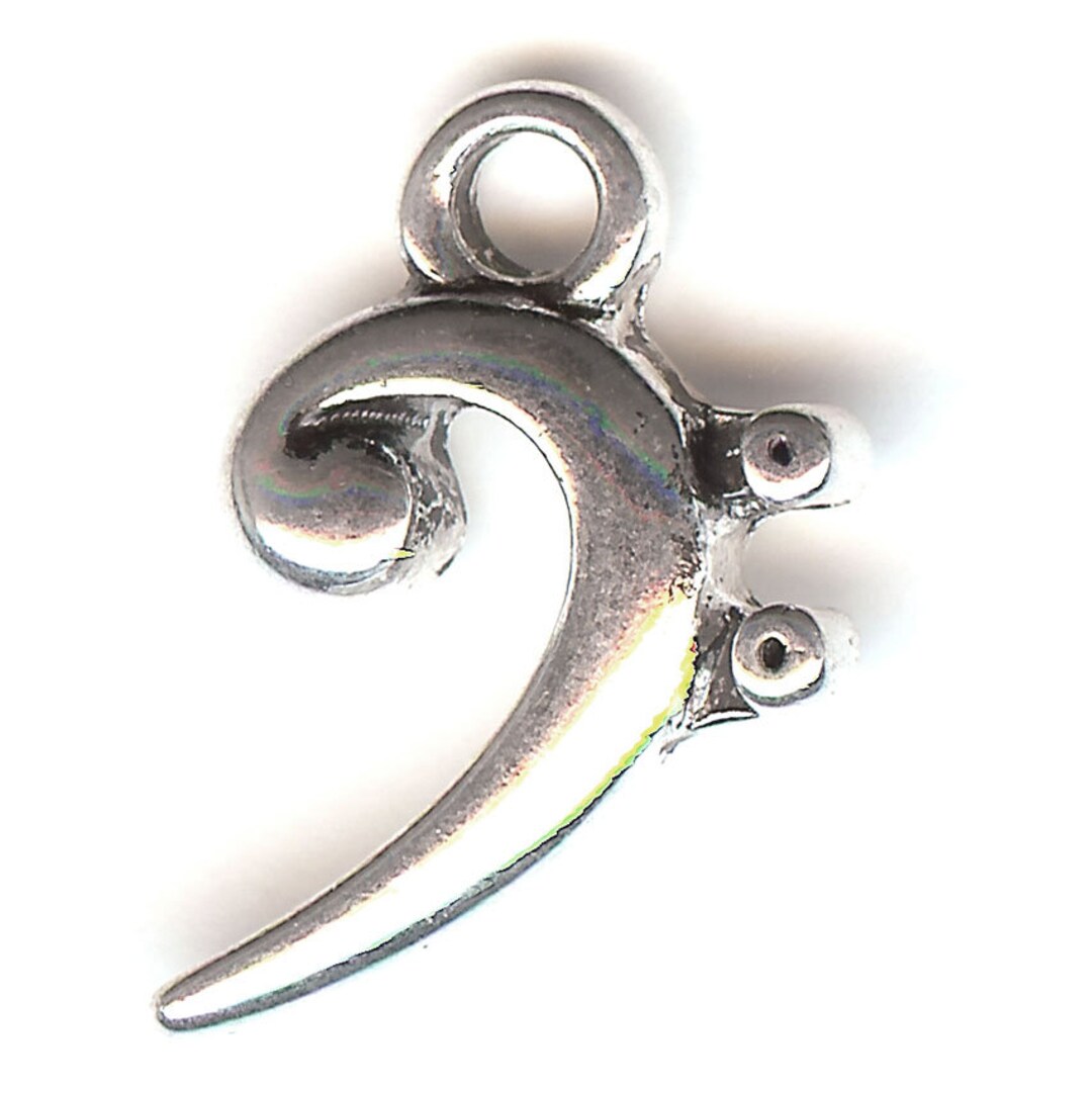 BASS CLEF Charm. Silver Plated. One Sided. Ali - Etsy