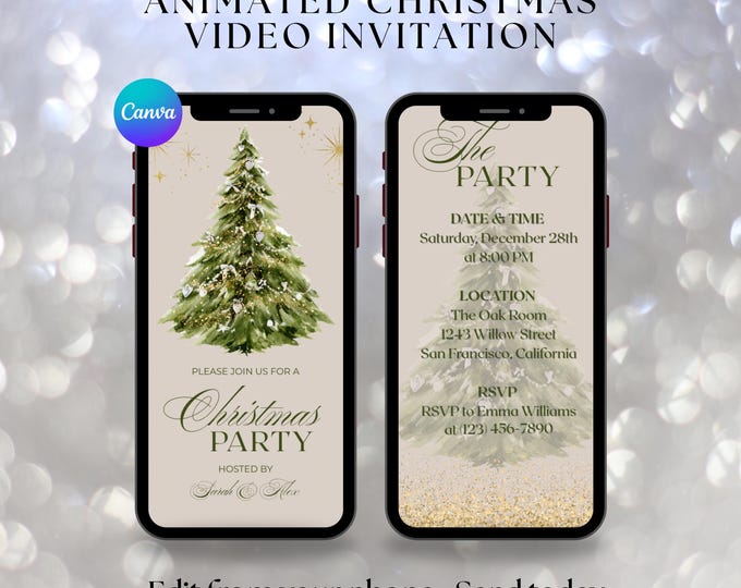Elegant Christmas Holiday Party Video Invitation – Animated Christmas ...