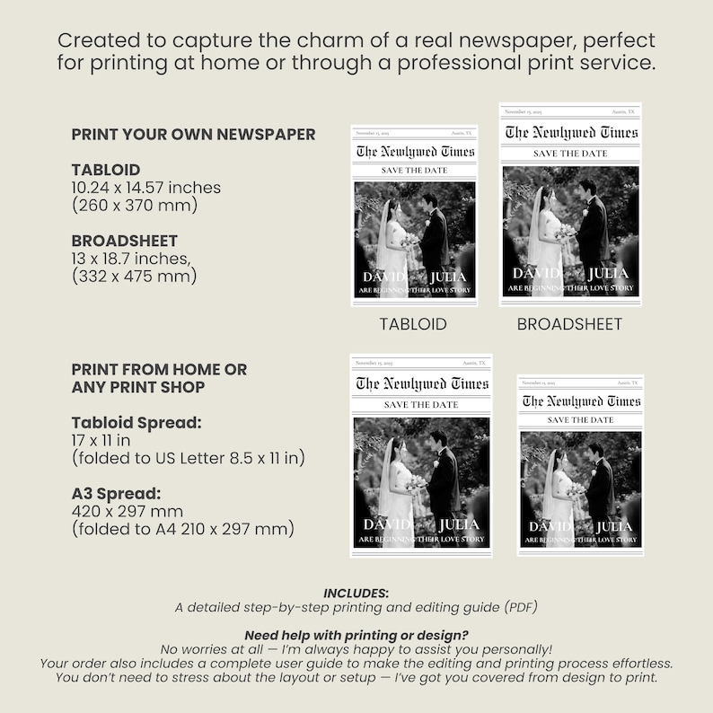 Editable Wedding Newspaper Template Canva, Black and White Wedding ...