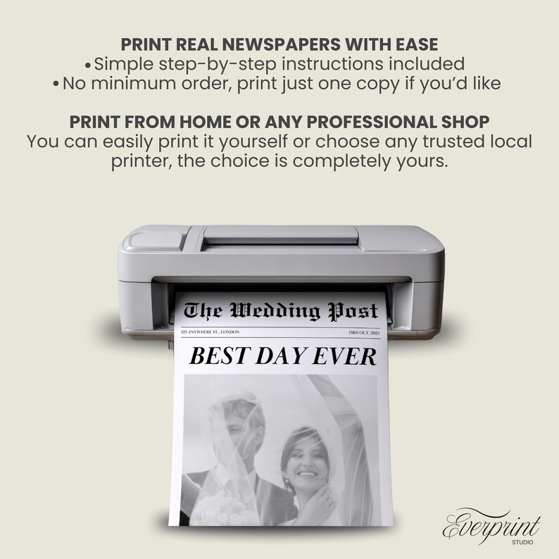 Editable Wedding Newspaper Template Canva, Printable Wedding Program ...