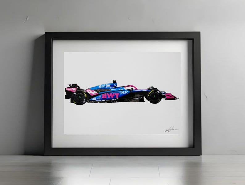 F1 Alpine A525 / Original A4 Drawing / Formula 1 Illustration / Racing ...