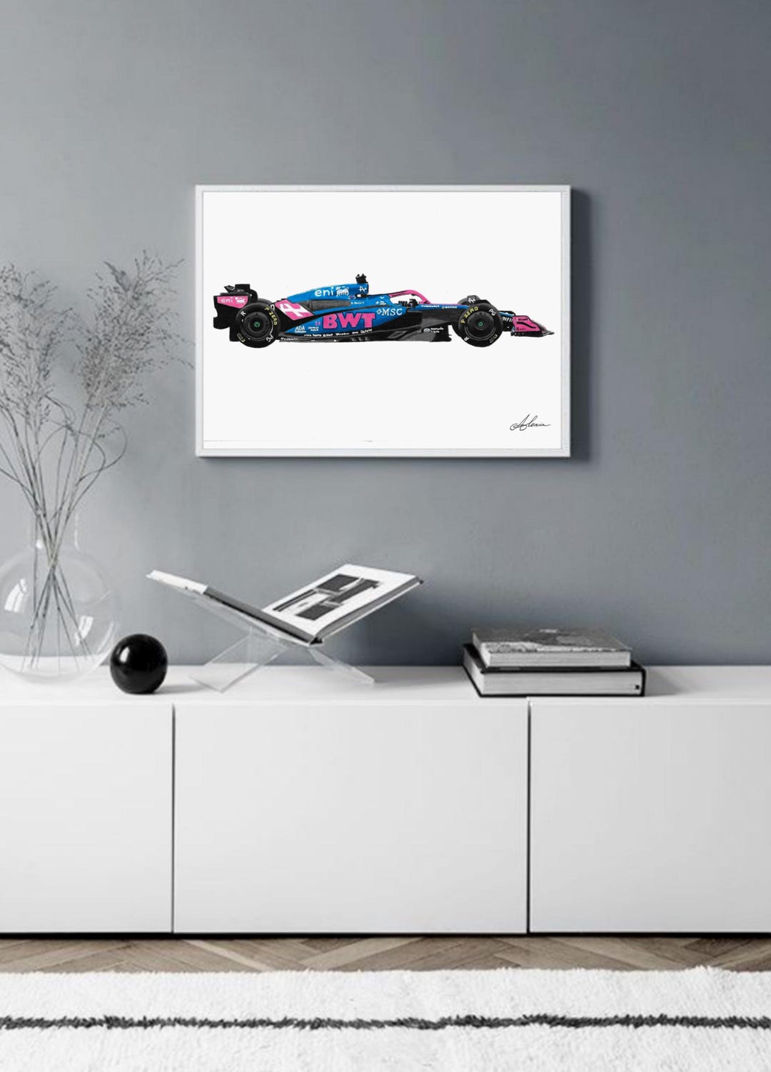 F1 Alpine A525 / Original A4 Drawing / Formula 1 Illustration / Racing ...