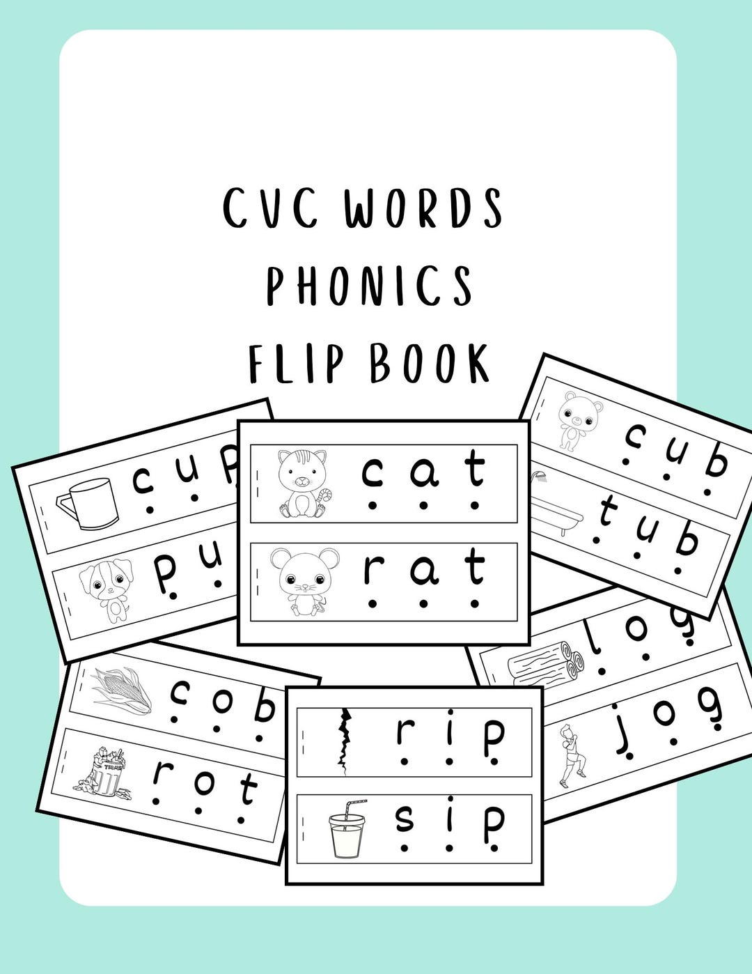 PDF CVC Words Flip Book | Short Vowel Phonics Workbook | Kindergarten ...