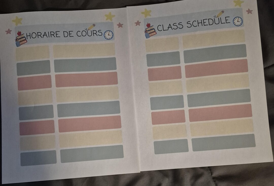 Bilingual Class Schedule | English & French Weekly Planner | Homeschool ...
