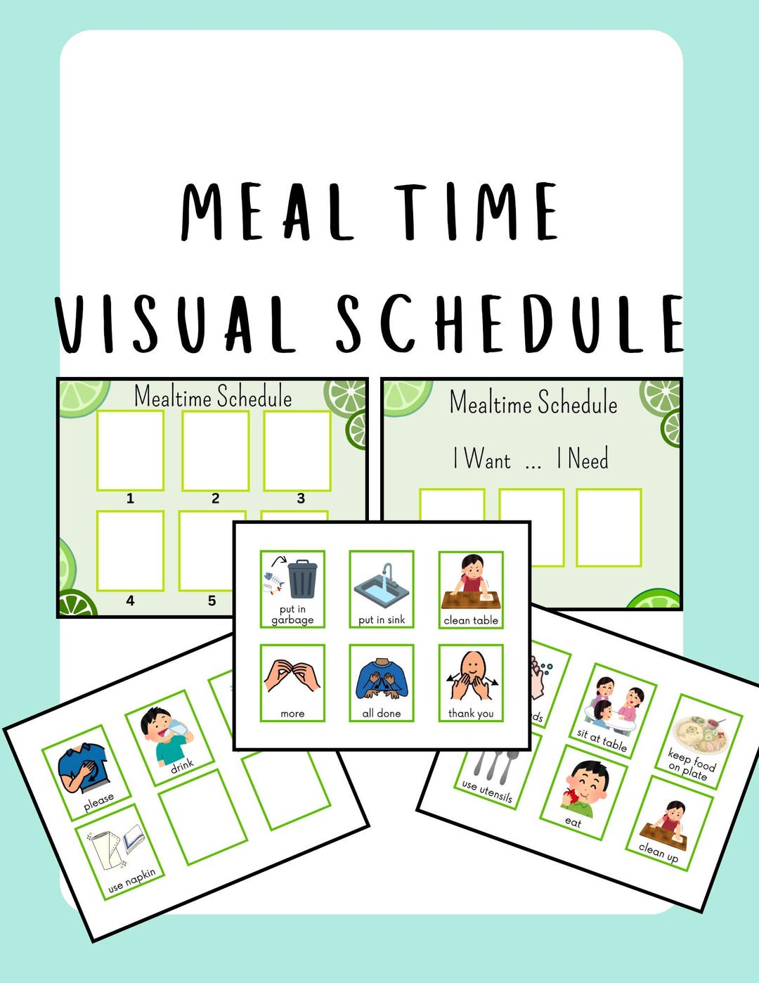 PDF Meal / Food Time Visual Schedule | Autism & Picky Eating Mealtime ...